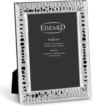 Edzard Bilderrahmen Gubbio für Foto 15 x 20 cm, edel versilbert, anlaufgeschützt, mit Samtrücken, mit 2 Aufhängern, Fotorahmen zum Stellen oder Hängen
