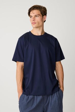 Knowledge Cotton Apparel Herren vegan T-Shirt Merzerisiert Nachthimmelblau