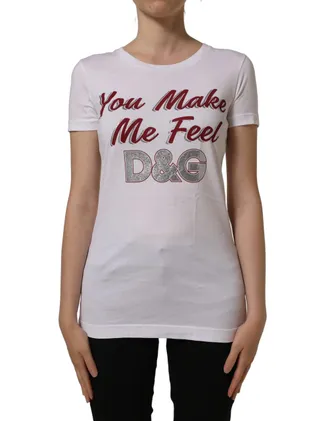 Dolce & Gabbana Glittered Logo Graphic T-Shirt - White
