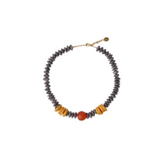 Malababa Femme, Accessoires, Gris, Taille: ONE Size Limited Edition Bone and Glass Disc Necklace