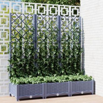 vidaXL Vidaxl - Jardini&egrave;re avec treillis bleu gris 120x40x121,5 cm pp