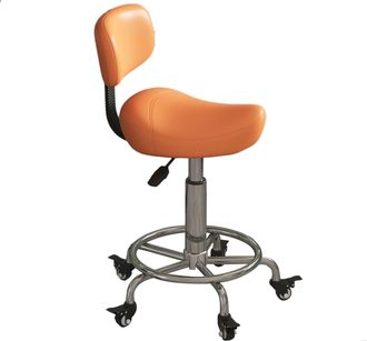 Generic Sattelhocker mit Rollen, EIN ergonomischer Sattelstuhl, h&ouml;henverstellbar, geeignet for Studios und Labore(Orange)