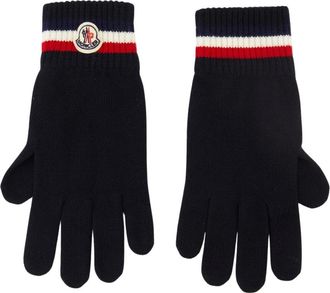 Moncler Homme, Accessoires, Bleu, Taille: M Gants en Laine Tricolore