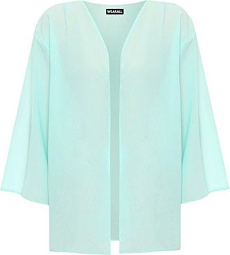 WearAll Plus Taille 3/4 Manches Kimono Cardigan Haut - Menthe Vert - 48-50