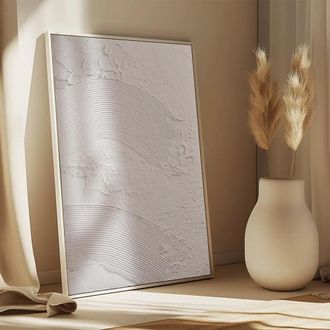 DekoArte Bilder Wandbilder Wohnzimmer in relief ONDA 60x90cm - Bilder inklusive wei&szlig;em Rahmen