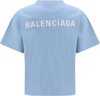 Balenciaga Cotton Logo T-Shirt - Blue