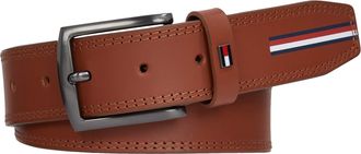 Tommy Hilfiger Herren Gürtel Denton Corporate Ledergürtel, Braun (Cognac), 80