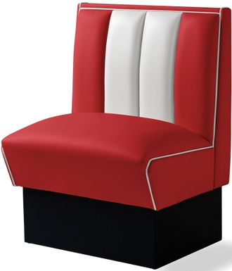 Bel Air 2er Set Dinerbank Eckbank Sitzbank Bank Einrichtung Gastronomie Dinerm&ouml;bel Lounge im Retro 50er Style Design (Red/White)