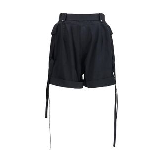 Alexander McQueen Womens Black Cotton Bermuda Shorts