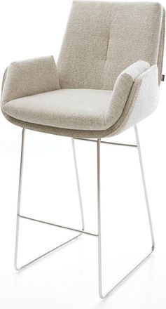 DELIFE Barstuhl Clea-Flex Webstoff Soft Beige Kufengestell Edelstahl Silberfarben, Barst&uuml;hle