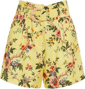Cara Cara short &agrave; pinces fleuri - Jaune