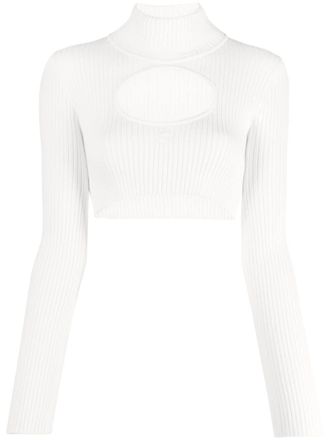 Courr&egrave;ges pull &agrave; logo brod&eacute; - Blanc