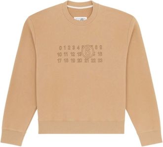Maison Margiela Femme, Sweatshirts et sweats &agrave; capuche, Beige, Taille: 40 FR SweaT-shirt &agrave; Logo Imprim&eacute;