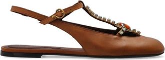 Etro Femme, Chaussures, Brun, Taille: 41 EU Escarpins Slingbacks Bas en Cuir avec Strass