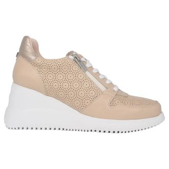 Wonders Femme, Chaussures, Beige, Taille: 41 EU Baskets en cuir beige avec talon compensé