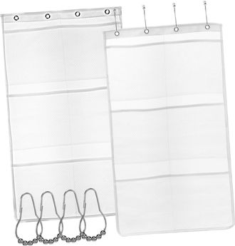 SOLUSTRE 2 Stück Teiliges Hängendes Duschorganizer mit Atmungsaktives Netzdesign Wasserdichtes Material Vielseitiger Badaufbewahrungsbeutel für Shampoo Seife Z