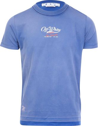 Off-white Off White - T-Shirt f&uuml;r Herren, Rohe Kante, Schmal (Violett)