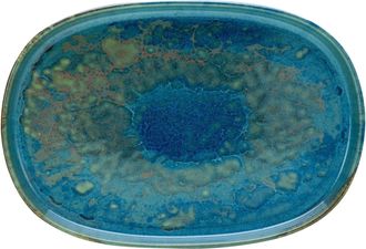 CREATABLE Servierplatte - Hellblau - Wei&szlig; seidenmatt - 33 x 22,5 cm - Steinzeug - mit Reaktivglasur