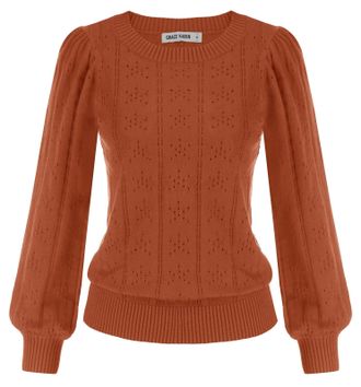Grace Karin Pullover Damen Elegant Rundhals Langarm Strickpullover Damen Herbst Business Outfit Cl834-21 M