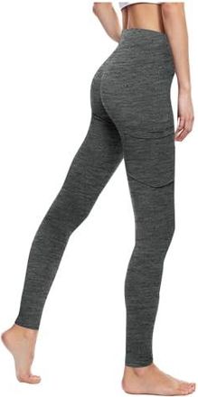 Generic Legging extensible pour femme - Pour entra&icirc;nement, course &agrave; pied, gym, fitness, gym, taille haute - Contr&ocirc;le du ventre, gris fonc&eacute;, XXL