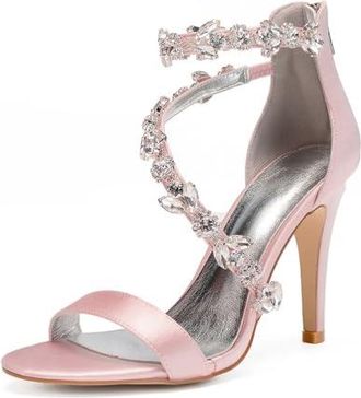 Generic Chaussures Mari&eacute;e Femmes Aiguille Haut High Ouvert Bout Stylet Sandales Mariage Dress Heels Chaussures 10.5 CM,Bean Paste,36 EU