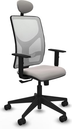 Piqueras y Crespo Wei&szlig;er Schreibtischstuhl mit 1D-Armlehnen, h&ouml;henverstellbarer Lendenwirbelst&uuml;tze und festem Kopfteil, ausgestattet mit 3 Positionen und Schneideschaum