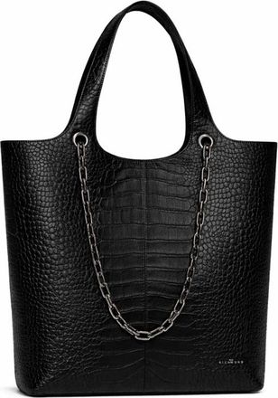 John Richmond Femme, Sacs, Noir, Taille: ONE Size Sac cabas &agrave; effet croco et cha&icirc;ne d&eacute;corative