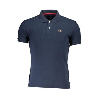 La Martina La Martina Blaues Baumwoll-Herrenpoloshirt