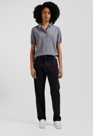 Eden Park Pull Manches Courtes &Agrave; Col Polo En Laine Gris Fonc&eacute; Coupe Regular