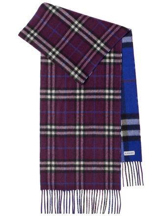 Burberry &eacute;charpe r&eacute;versible en cachemire &agrave; carreaux - Bleu