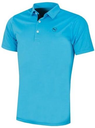 Puma Polo de golf pur uni pour homme, bleu eau, L