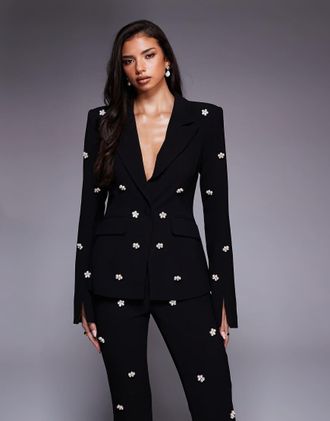 Asos Blazer sculpt&eacute; densemble &agrave; ornements - Noir