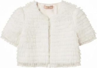 Twinset Femme, Vestes, Blanc, Taille: 40 FR Haut &agrave; Manches Courtes Volant&eacute;
