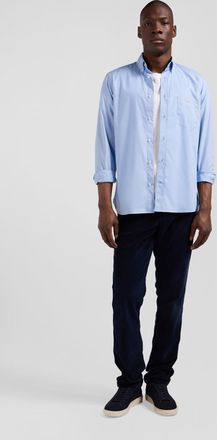 Eden Park Chemise En Popeline De Coton Ciel Col Boutonn&eacute; Et Coudi&egrave;res Imprim&eacute;es Coupe Regular