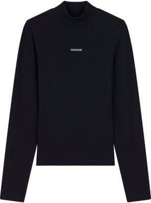 Guess Pull &agrave; col montant brod&eacute; en coton m&eacute;lang&eacute;