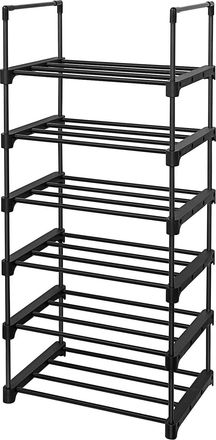 Hoppa Schuhregal - 6 Ablagen - Metall - Mehrzweck - 45 x 30 x 106 cm - Schwarz