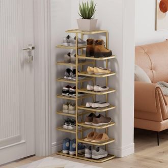 Generic Schuhregal aus Metall mit Klappbaren 45&deg;-Ablagen, Vertikaler Schuhst&auml;nder mit Rutschfesten F&uuml;&szlig;en for Eingangsbereich, Wohnzimmer, Schlafzimmer und Bal