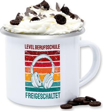 Shirtracer Emaille Tasse Blechtasse - Tassen - Level Berufsschule freigeschaltet | Geschenk zum Start der Ausbildung | Geschenkidee Ausbildung - 300 ml - Weiß Si