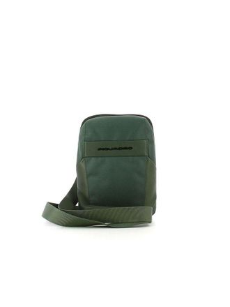 Piquadro Mens Crossbody Bag Green Recycled Polyester Crossbody-bags
