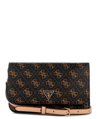 Guess Damen Noelle Ii Crossbody Flap Organizer Umhängetasche, Braunes Logo