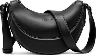 Expatri&eacute; Sac &agrave; &Eacute;paule Femmes Noir - Livia - Half Moon Bag en Cuir Vegan - Sac &agrave; Main avec Bandouli&egrave;re au Design Demi-lune - Hydrofuge