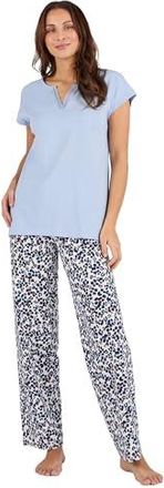 Damart Pyjama en Maille Jersey Pur Coton Femme Bleu Imprim&eacute; Taille 42-44 (M)