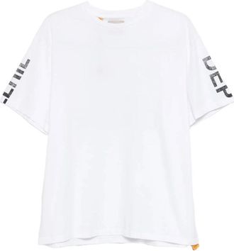 Gallery Dept. Homme, Tops, Blanc, Taille: M Text Print Round Neck T-Shirt