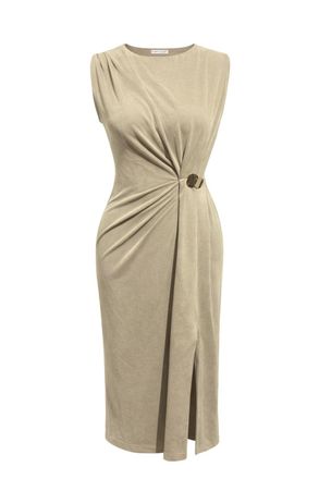 Mixray Figurbetontes Midikleid mit Rundhalsausschnitt