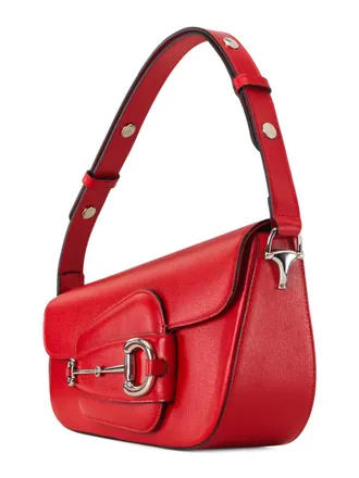 Gucci Womens Shoulder Bag Horsebit 1955 Red Leather Handbags Hand