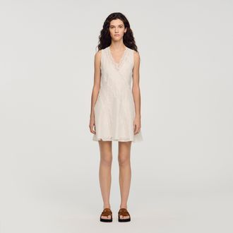 Sandro Robe courte en lin &agrave; galon