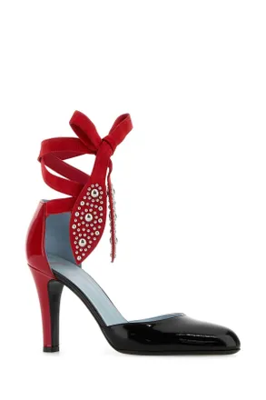 Valentino Garavani Womens Two-Tone Leather Foliefoliage Pumps Nerorougepurrougepur Scarpe Con Tacco High Heel Shoes