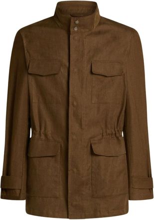 Kiton Homme, Vestes, Brun, Taille: 3XL Veste utilitaire en lin