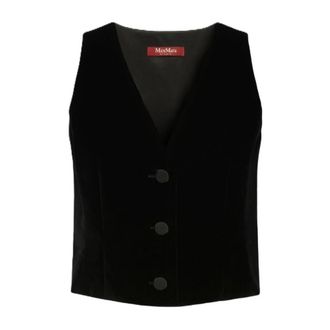 Max Mara Gilet aus glattem Samt - - Suits - Damen - Schwarzk - L
