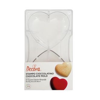 Decora 0050077 Herzförmige Schokoladenform aus Polycarbonat, 2 Kavitäten 91,5 x 101 mm, Ideal für glänzende und knusprige Schokolade, mit patentiertem ergono